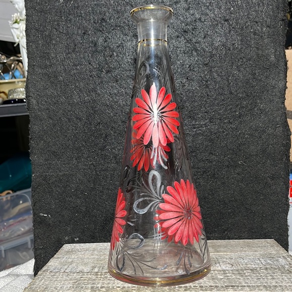 unknown | Accents | Glass Cone Shaped Bud Vase With Hand Painted ...